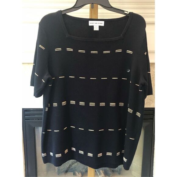 August Max | Tops | August Max Woman Womensblack And White Stripe ...